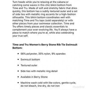 Time and Tru | Swim | Time And Tru Berry Stone Rib Tie 2pc Swimsuit Set ...